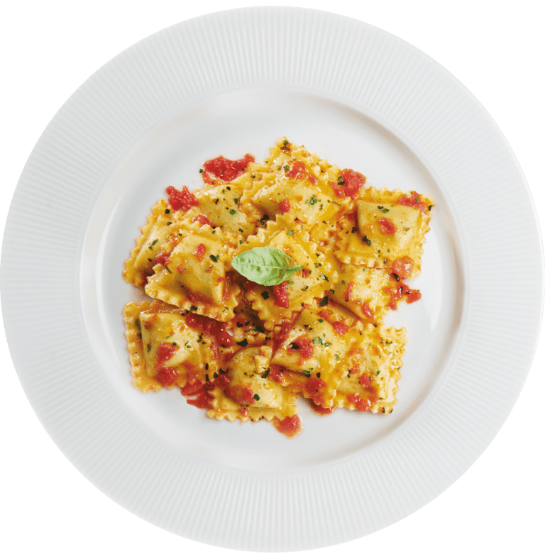 Fiocchetti with Gorgonzola cheese in butter and thyme with pear ...