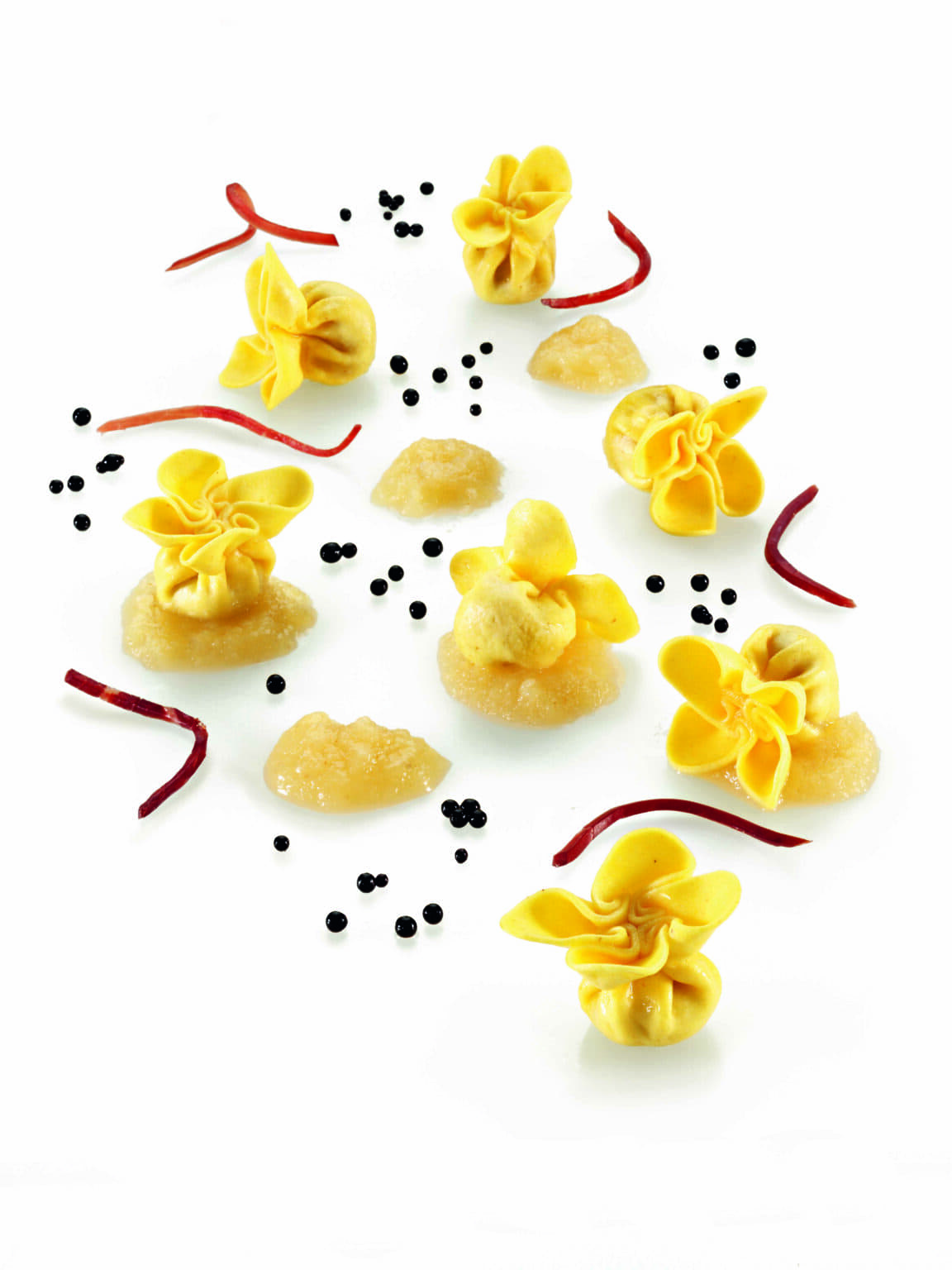 Fiocchetti with Gorgonzola cheese in butter and thyme with pear ...