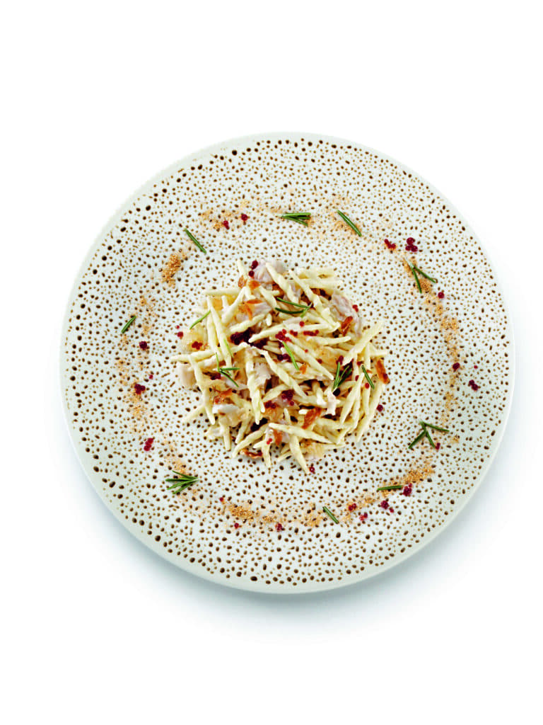 Strigoli® with skate and lardo di colonnata, vermentino nero di ...